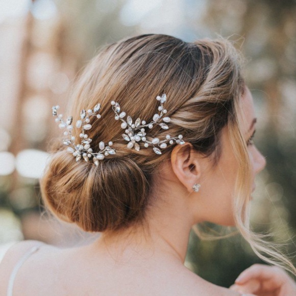 Enjoy Luv | Accessories | 2 Pieces Handmade Pearl Crystal Hairpin Hair ...